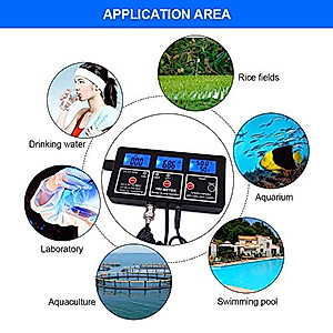 RCYAGO 7 in 1 pH/RH/EC/CF/TDS(PPM)/ORP/Temperature Rechargeable Multi-Parameter Wall-Mount Water Quality Tester