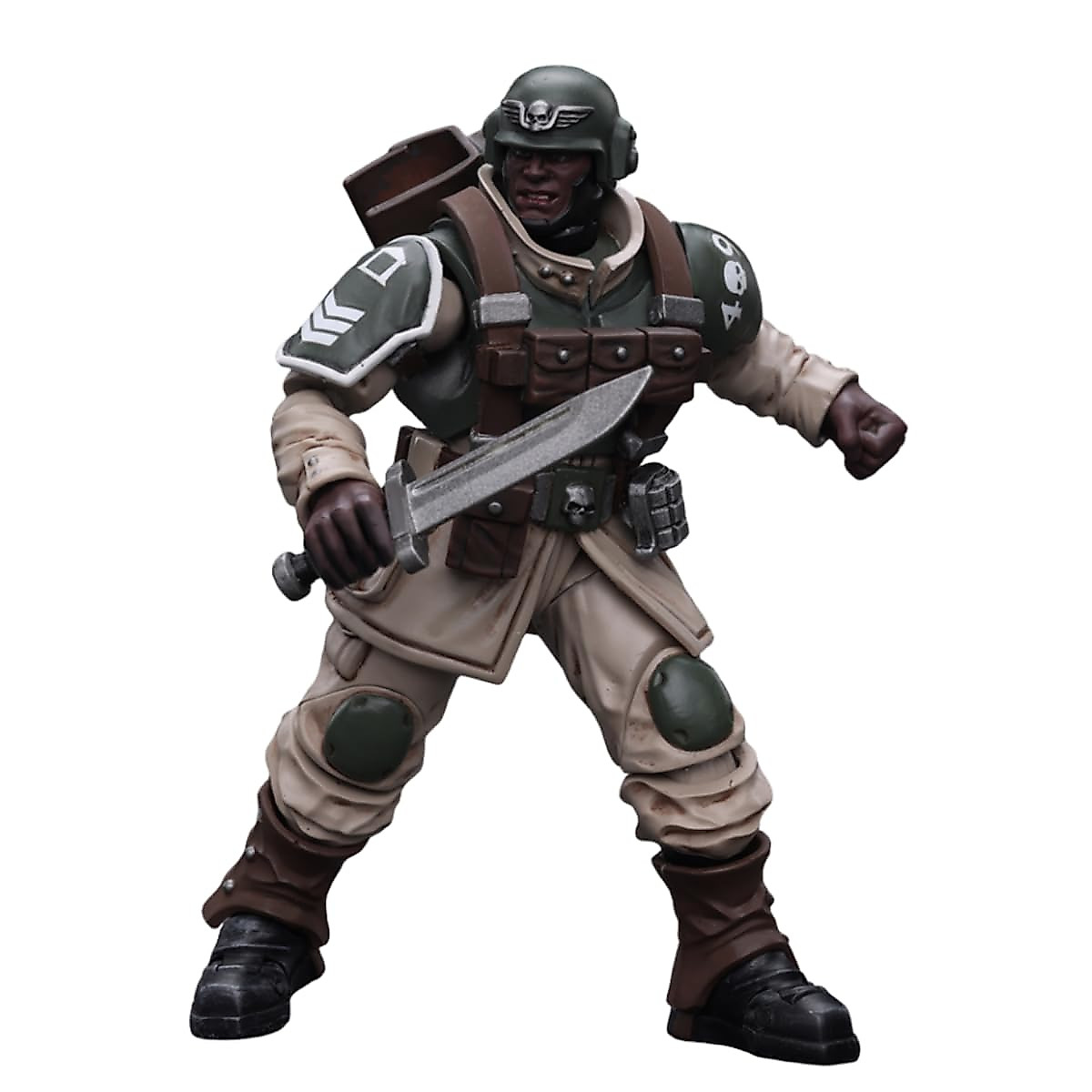 HiPlay JoyToy Warhammer 40K Collectible Figure: Astra Militarum Cadian Command Squad Veteran with Regimental Standard 1:18 Scale Action Figures JT7929 (Veteran with Regimental Standard)