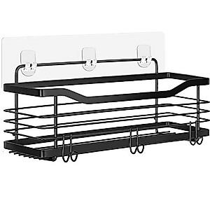 ODesign Shower Caddy Basket Shelf for Shampoo Conditioner Bathroom Kitchen Storage Organizer SUS304 Stainless Steel No Drilling - Black