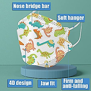 50 Pack Kids KF_94 FaceMásks Disposable with Cartoon Designs, 4-Ply 4D Printed Breathable FaceMásk for Boys Girls School (MultiColor_6)