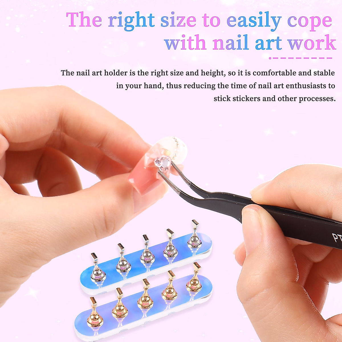 ANGNYA Nail Stand for Press on, 2 Set Aurora Nail Holder for Painting Nails Press on Nail Stands with 96 Pcs Reusable Sticky Putty for Nail Art Display Home & Salon Use