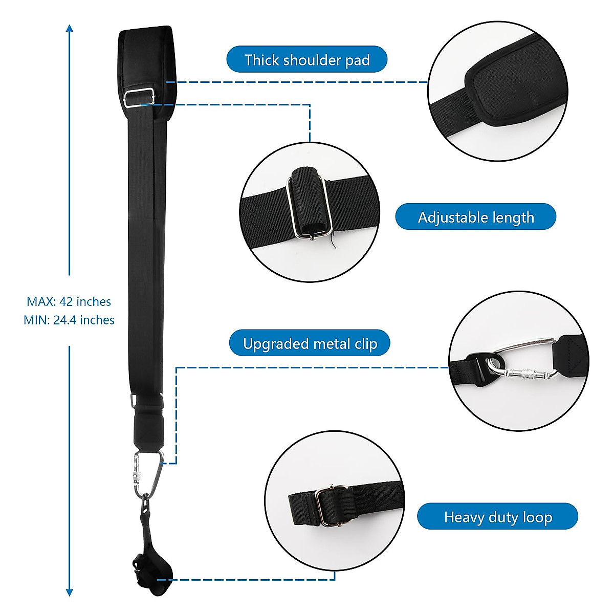 Shoulder Trimmer Strap, Blower Straps Strap, Weed Eater Strap, Easy Release Brush Cutter Harness Compatible with Greenworks/DEWALT/EGO String Trimmer, Leaf Blower, Shrub Trimmers & Snow Blower (Black)