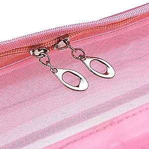 Knitting Bag, Yarn Tote Bag for Knitting Projects, Mesh with Zipper Closure Organizer Case Storage Bag for Arts Crafts, Sewing, Needlework, Yarn Projects,13.7''x7.5''x5.9'',Rose Red