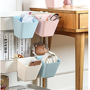 6 Pack Hanging Cup Holders, Wall Organizers, Rolling Cart Accessories Hanging Pen Holders Storage Containers Hanging Buckets for Home Decor Office, Kitchen, Art & Craft Supplies Accessories (White)