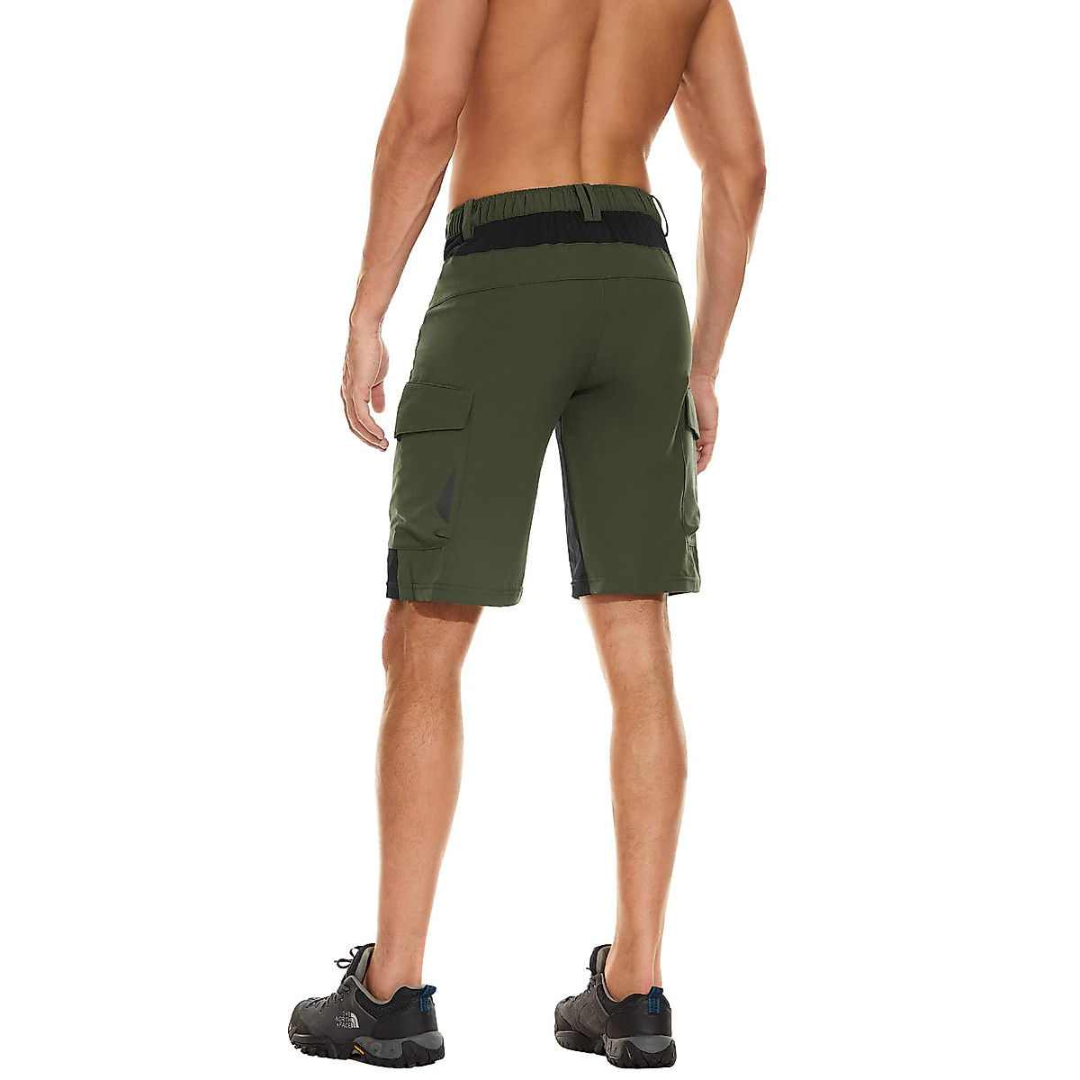 Cycorld Mens-Mountain-Bike-Shorts, Loose Fit with Zippered Pockets, MTB, Cycling,Hiking,Cargo,Outdoor Lightweight Shorts(Army Green, XX-Large)