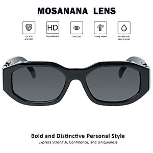 mosanana Trendy Sunglasses for Women Men Black Rectangle Vintage Retro Fashion Cool 90s Cute Rectangular Funky Stylish Chunky Baddie Tracer