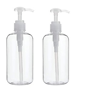 Pump Bottle, Dedoot 2 Pack Clear Empty Plastic Bottles with Pump 10oz Pump Bottle Dispenser for Shampoo, Lotion and Wash Soap