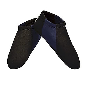 Nufoot Booties Men's Shoes, Foldable & Flexible Footwear, Fold and Go Travel Shoes, Yoga Socks, Indoor Shoes, Slippers, Black with Navy Stripes, Large