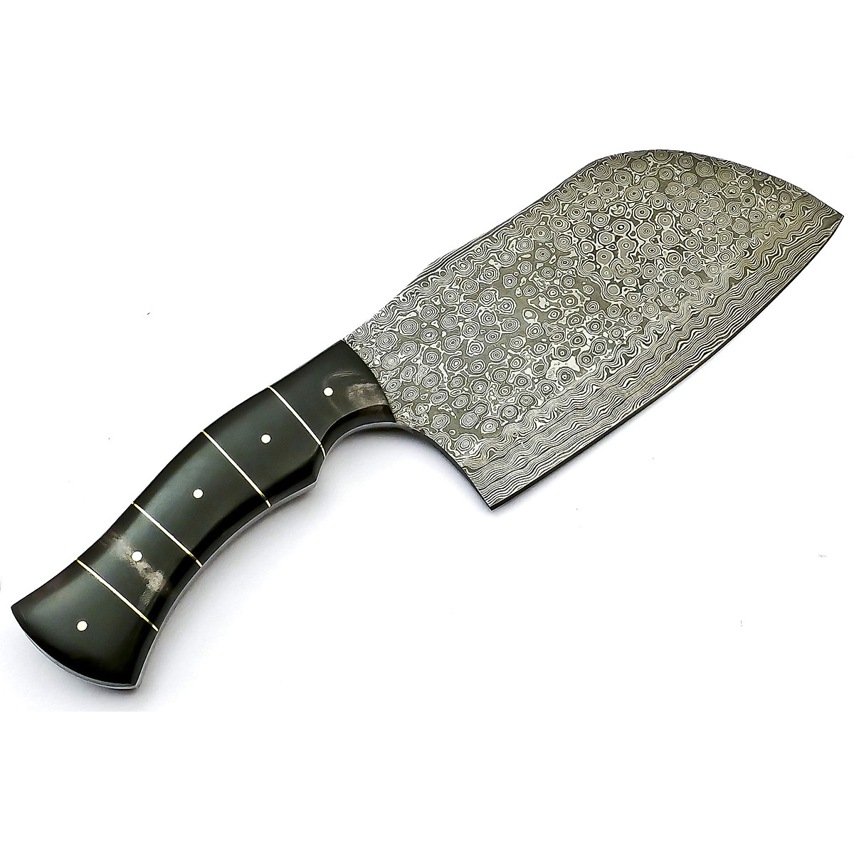 CK-104 Hand Forged 224 Layers Damascus Steel Chef's Cleaver Full Tang Horn Handle, Sharp Blade With Leather Sheath