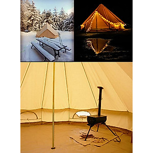 BOOMLATU 4 Season Waterproof Large Family Camping Cotton Canvas Bell Tent Beige Glamping Tent with Roof Stove Jack Hole and Electric Cable Hole (Diameter: 5M-16.4ft)