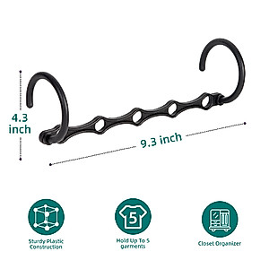 ZEDODIER Space Saving Hangers，Magic Hangers 10 Pack Sturdy Plastic Closet Space Saver Closet Organizer（Black）