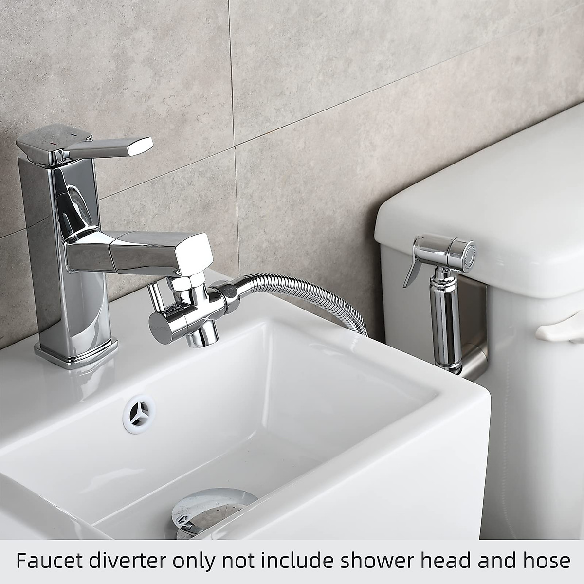 Tecmolog Faucet Diverter Valve Brass Kitchen Sink Faucet Valve Splitter with Aerator and Male Threaded Adapter M22 x M24 Chrome, SBA021E