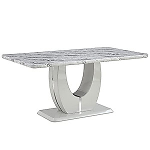 Modern Imitation Marble Dining Table for 4-8, Durable Traditional Marble Design Rectangle Kitchen Dining Table for Living Room, Dining Room,Home and Office Grey