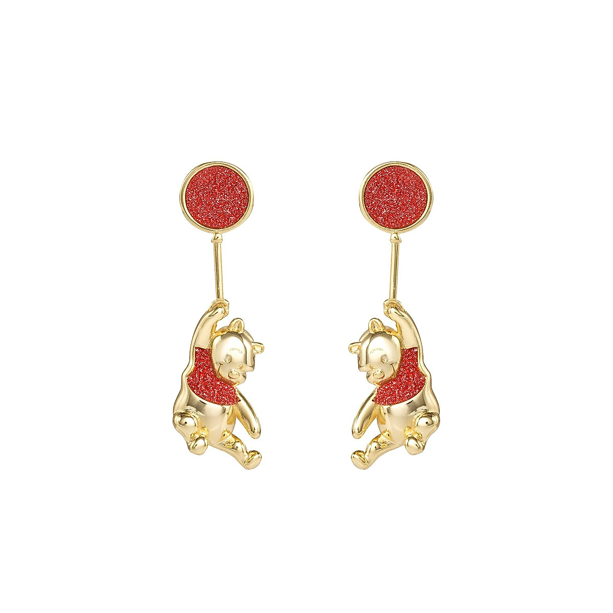 Disney Winnie the Pooh Womens Flash Plated Earrings - Drop Earrings for Women - Winnie the Pooh Earrings - Disney Jewelry