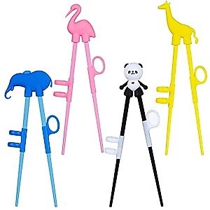 Plum Garden 4 pcs kid chopsticks, learning chopsticks helper for kids, training chopsticks with animals for beginners