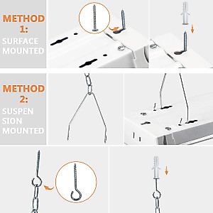 OOOLED 4FT Linkable LED Shop Light for garages,42W 4800LM 5000K Daylight White,LED Ceiling Light, with Pull Chain (ON/Off),Linear Worklight Fixture with Plug,5-Year-Warranty,5000k 4PK