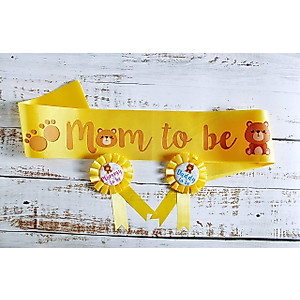 HAPPYLAND Sash for Baby showers Yellow Tinplates Badge Mommy to Be and Daddy to Be Baby Shower Tinplate Badge Pin Baby Shower Party Gender Reveals Baby Shower Decoration Baby Shower Button New Dad
