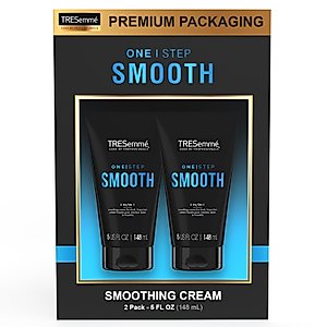 TRESemmé One Step Smooth 5-in-1 Smoothing Hybrid Serum - 24 Hour Frizz Control, Glossy Shine, Heat Protectant for Softness & Color Vibrancy, 2 Pack - 5 Oz Each with Box