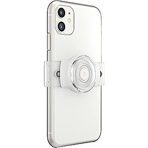 PopSockets: Phone Grip Slide for Phones and Cases, Sliding Phone Grip with Expanding Kickstand, Square Edges - White and Clear