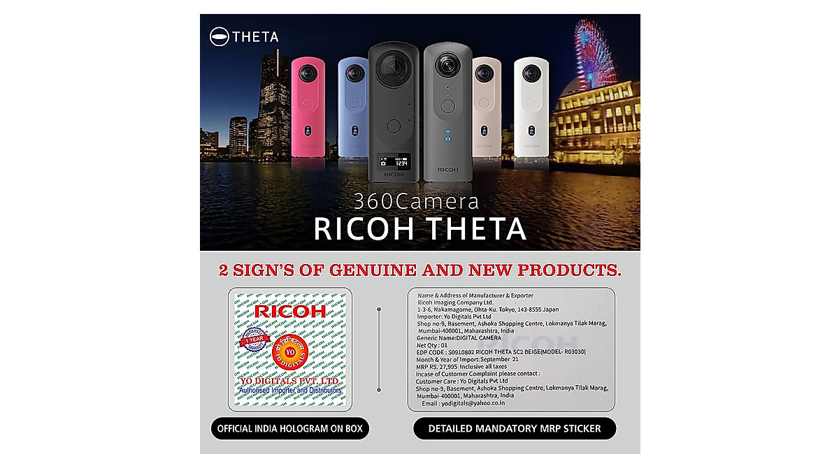 Ricoh Theta V 360° Camera with 4K Video and Wi-Fi Connectivity