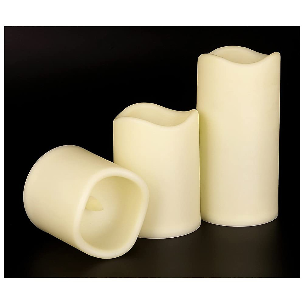 3 Pack Flameless Candles 3'' x 3'' 4'' 6'' LED Battery Operated Candles Flickering Plastic Resin Pillar Candles Tea Lights for Home Indoor Lantern Patio Garden