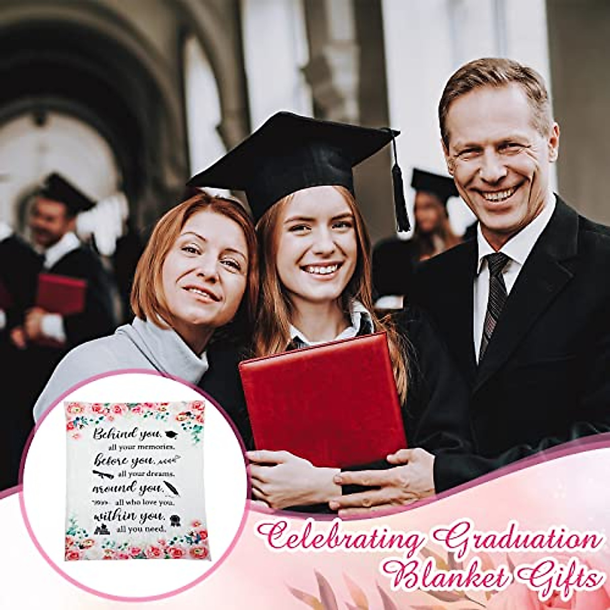 Graduation Gifts for Women Behind You All Your Memories Throw Blankets for College Student Friends Graduation Soft Warm Cozy Lightweight Decorative Blanket for Couch, Bed, Sofa and Graduation Party