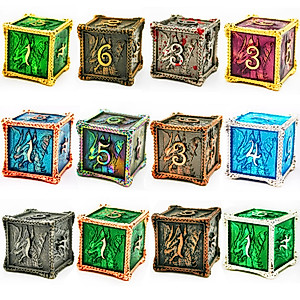 HAOMEJA Dice DND Metal Dragon Set Dice 7 Role Playing Dice D&D Solid Dice Dungeons and Dragons (Antique Iron)
