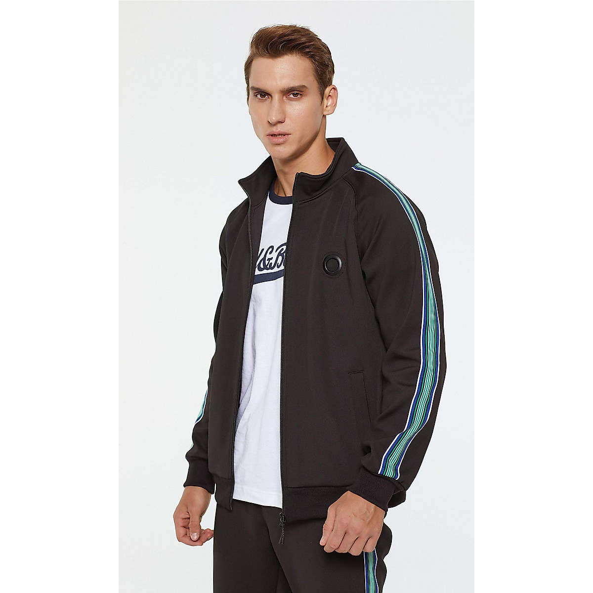 AOTORR Men's Sports Tracksuit Athletic Full Zip Casual Sweat Suits Jogging Gym Sweatsuit White XL