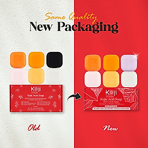 Koji White Kojic Acid Skin Brighten & Glowing Soap, Gift Set for Women with Kojic Acid, Papaya, Glutathione, Vitamin C, Collagen, Hyaluronic for Hydrating Facial & Body, Vegan Soap, 2.8 Oz (6 Bars)