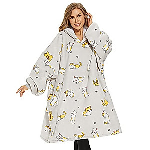 Venustas Wearable Blanket Hoodie, Oversized Sherpa Hooded Blanket Sweatshirt, Super Warm and Cozy Hoodie Blanket for Women Men Adults