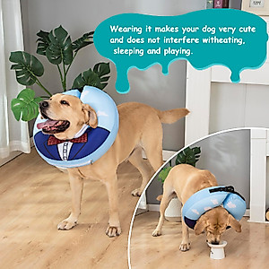Inflatable Dog Cone Collar,Waterproof Soft Dog Donut Cone for Large Medium Small Dogs Cats, Recovery Dog E-Collar Alternatives After Surgery (Suit Blue, X-Large)