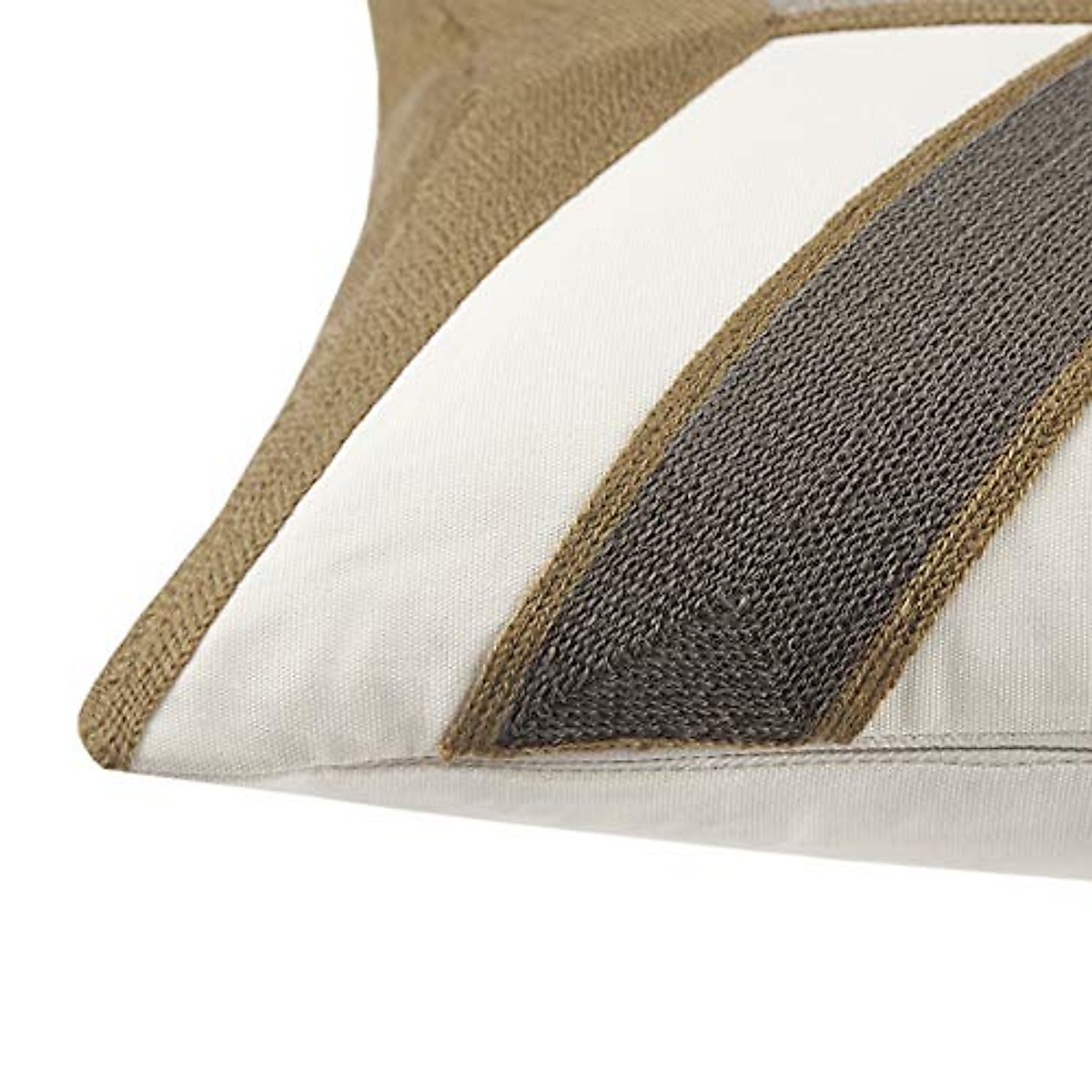 INK+IVY Aero Embroidered Abstract Modern Linen Throw Pillow , Mi-Century Oblong Decorative Pillow , 12X20 , Neutral