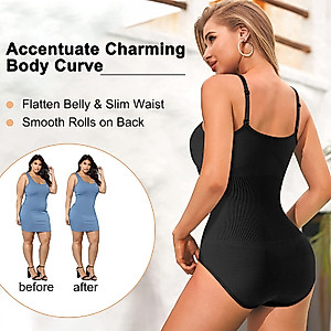 AOSBOEI Women Bodysuit Tops Shapewear Seamless Tummy Control Slimming Waist V Neck Sculpting Jumpsuits Body Shaper