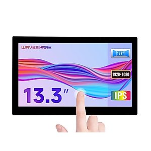 waveshare 13.3inch Capacitive Touch Screen LCD V2 with Case Compatible with Raspberry Pi 4B/3B+/3A+/2B/B+/A+/Zero/Zero W/WH/Zero 2W CM3+/4 1920×1080 Resolution HDMI IPS Supports Jetson Nano/Windows