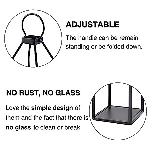 Perfnique Modern Farmhouse Lantern Decor, 15'' 13'' Set of 2 Black Metal Lanterns, 2 LED 6hr Timer Flickering Flameless Candles, Lanterns Decorative for Outdoor Decor, Home, Indoor, Patio