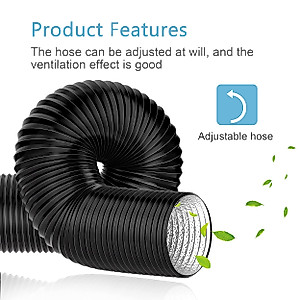 Hon&Guan 3" x 8FT Insulated Duct with Aluminum Foil, Flexible Dryer Vent Hose for HVAC Ventilation and Duct Fan Systems, 2 Clamps Include