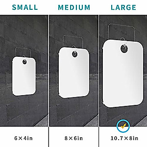 Shatterproof Shower Mirror Fogless for Shaving(2 Pack,Larger 10.7x8 inch)43% Than Original,Unbreakable Deluxe Plexiglass Makeup Mirror,Largest Bathroom Wall Hanging,Portable Handheld Camping,Silver