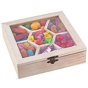 Hammont Wooden Sectional Boxes with Lid - (2 Pack) - (7''x7''x2'') - Present Boxes Best for Birthday, Wedding and Party Favours