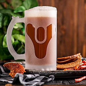 Tricorn Sandblasted Glass Beer Stein, 17 oz, Frozen Glass, Gift For Him, Gamer Gifts, Personalized Beer Mug Glass, Geek Groomsmen Gift, Gift Ideas For Men, Gift For Daddy