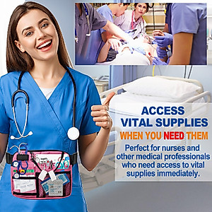 BOHEMIABY Professional Nurse Fanny Pack With Stethoscope Holder, Vet Tech Fanny Pack, Utility Storage for Bandage Scissors and Emergency Supplies Medical Bag, Nurse and Student Use(Pink)