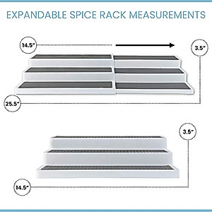 Homeries Expandable 3-Tier Spice Rack Modern Design Waterproof and Non Skid Shelf Kitchen Organizer for Pantry Cabinet or Countertop Use (1 Pack, 3 Tier Expandable)