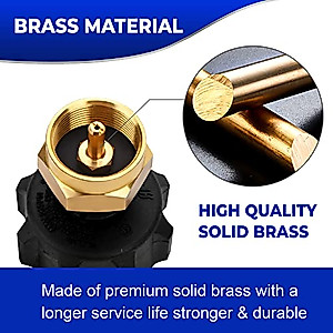 GasSaf Propane Refill Adapter 1 to 20 lb Cylinder Tank Coupler Universal for Type 1 QCC1 Propane Cylinder and One Pound Throwaway Disposable Bottle - Solid Brass（2 PCS