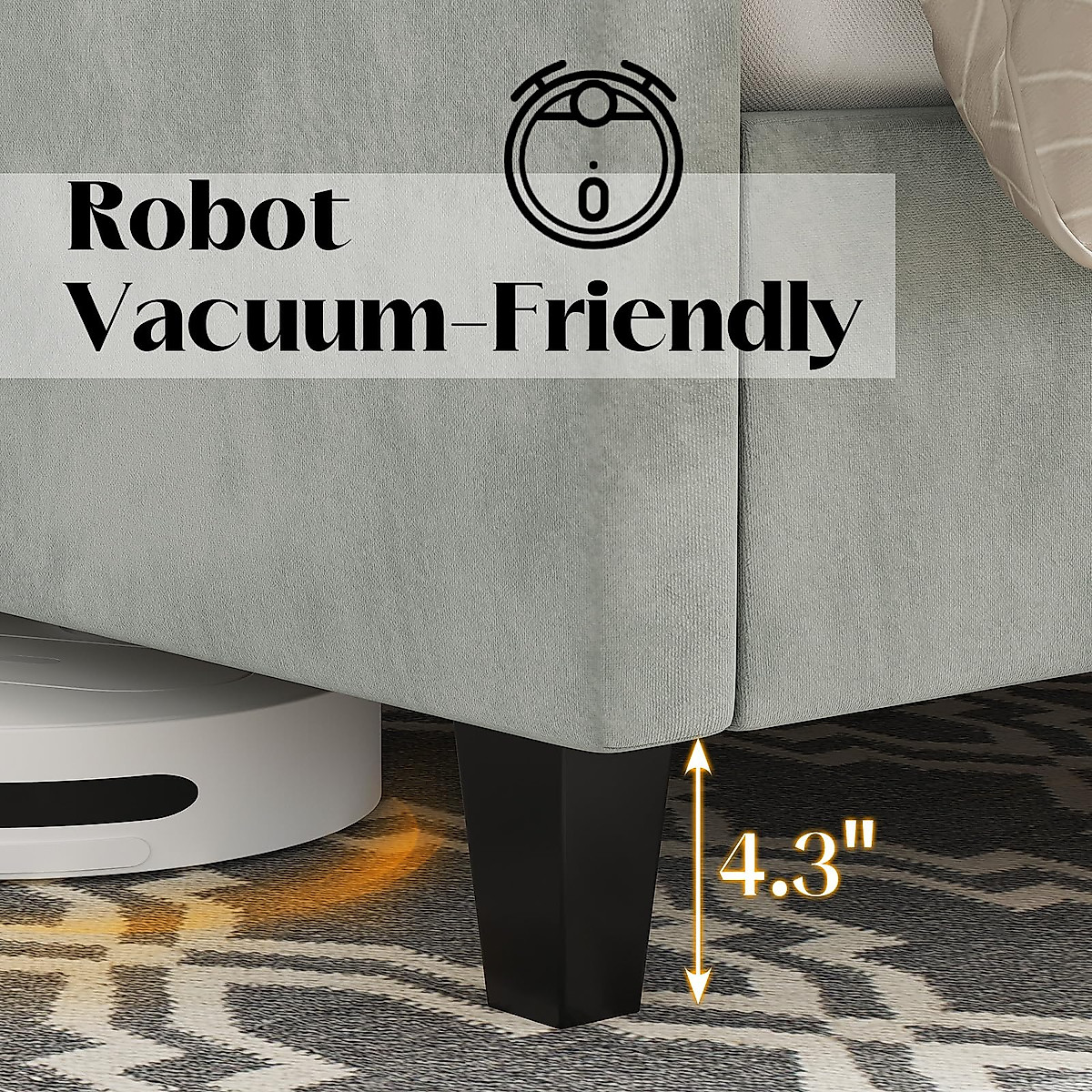 Jocisland Queen Size Platform Bed Frame Velvet Upholstered Bed with Nailhead Trim Wingback Headboard 51.6" Tall,Button Tufted, No Box Spring Needed, Light Grey