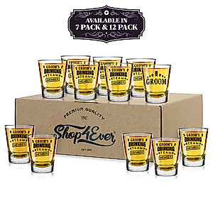 shop4ever Groom and Groom's Drinking Team Member Glass Shot Glasses Wedding Bachelor Party Shot Glasses 12 Pack