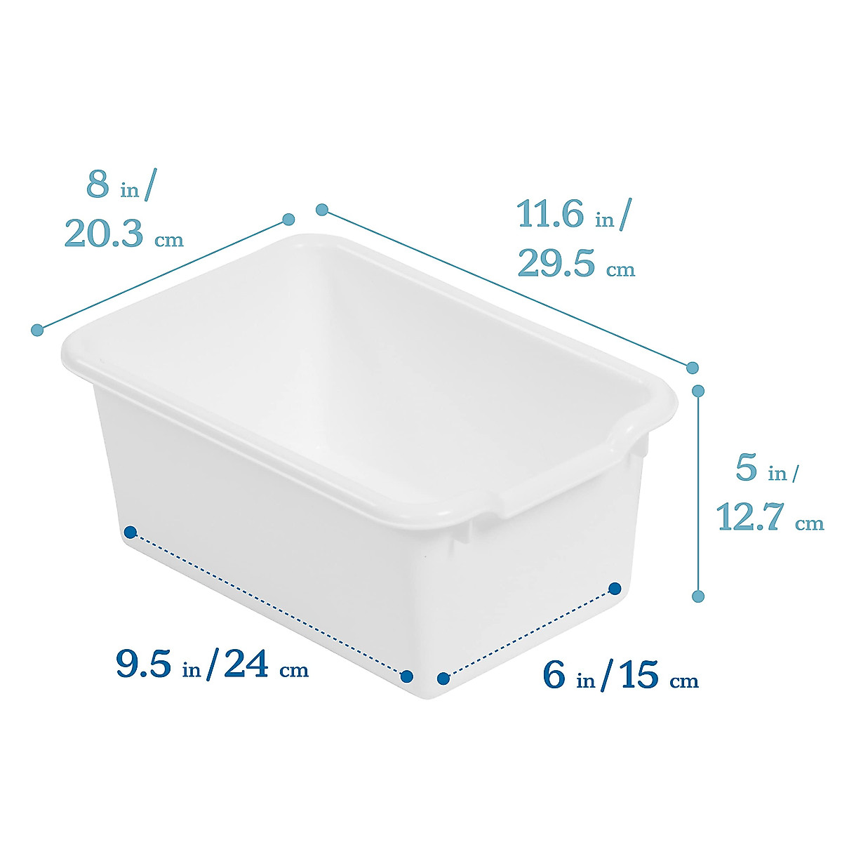 ECR4Kids Scoop Front Storage Bins, Multipurpose Organization, White, 10-Piece