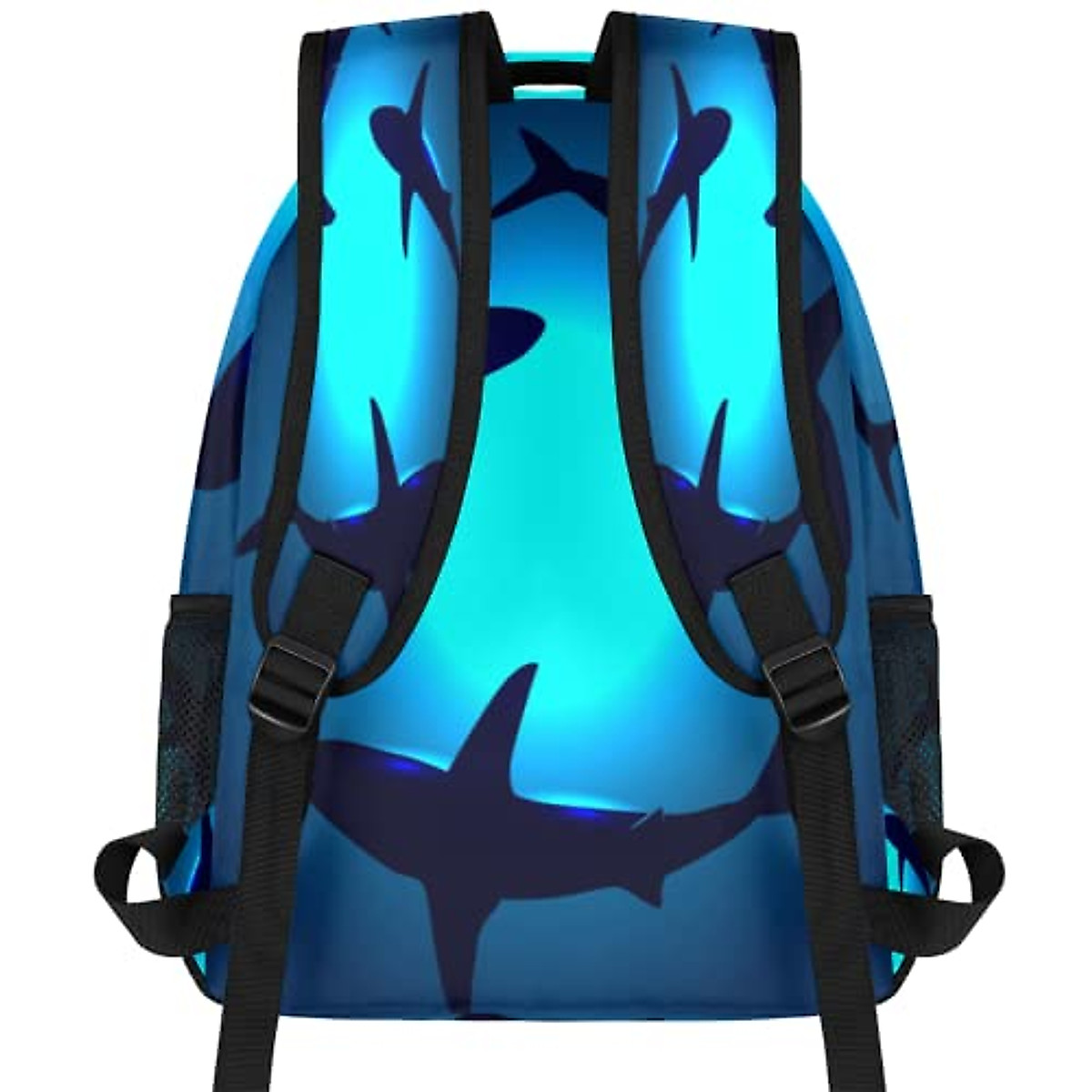 Floating Shark Backpacks for Girls Kids Boys, Ocean Shark Casual Lightweight School Bags Laptop Backpack Student College Bookbag Travel Hiking Daypack