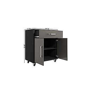 Manhattan Comfort Eiffel Garage Cabinets and Storage System, Set of 4, Matte Black and Grey