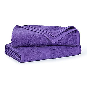 Ample Decor Hand Towel 18 X 28 Inch Pack of 2 600 GSM 100% Cotton, OEKO Tex Certified Soft Absorbent Thick Durable Premium Quality, for Hotel, Bathroom, Spa, Daily Use, Gym - Machine Washable - Purple