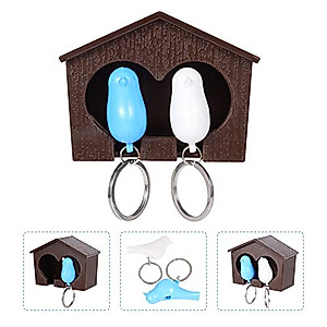 BESPORTBLE 1 Set Birdhouse Keychain Holder Wall Mount Bird Nest Key Ring Wall Hanger Key Chains Rack Organizer Coffee/Bird Random Color