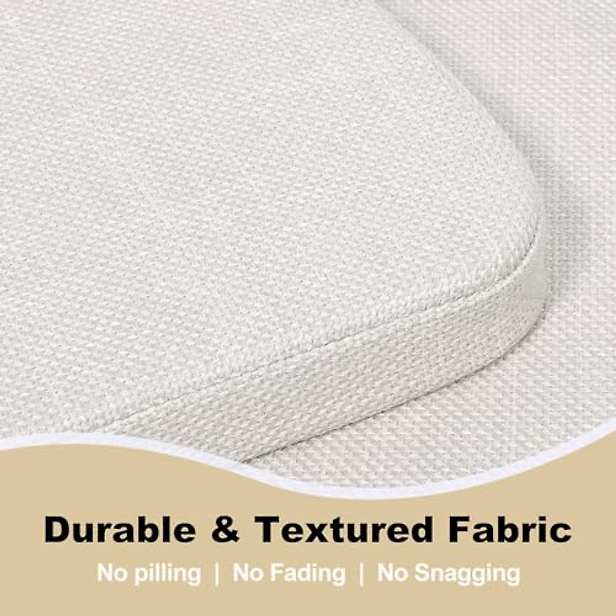 HAVARGO Chair Pads Kitchen Chair Cushions 17"X16" High Resilient Foam Seat Cushion for Kitchen Chairs, Dining Room Chair Cushions with Tie and Non-Slip Backing Set of 4, Ivory White